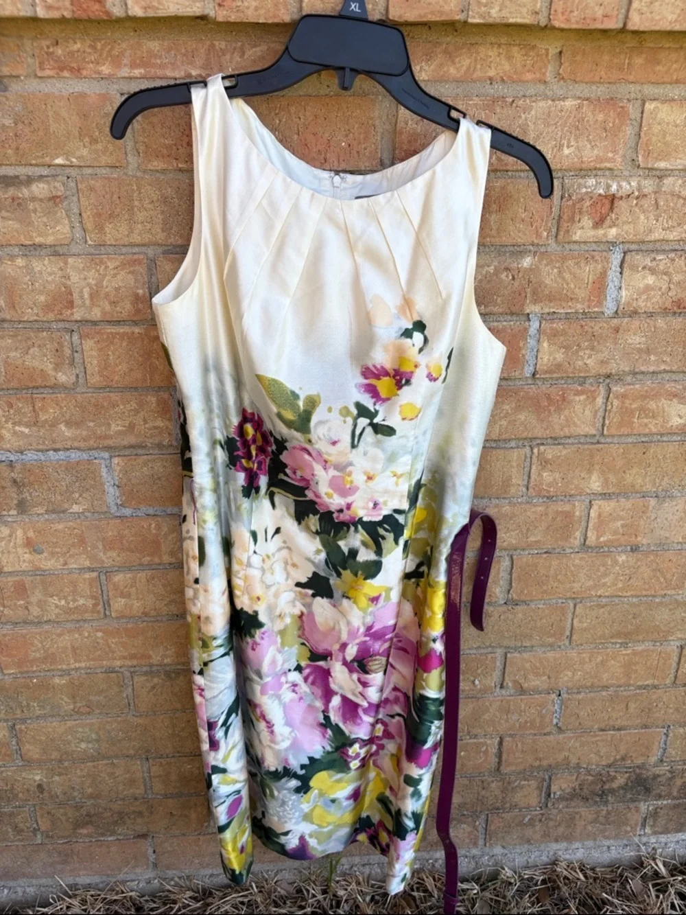 Ann Taylor | Dresses | Ann Taylor Cream Mini Dress With Purple And ...